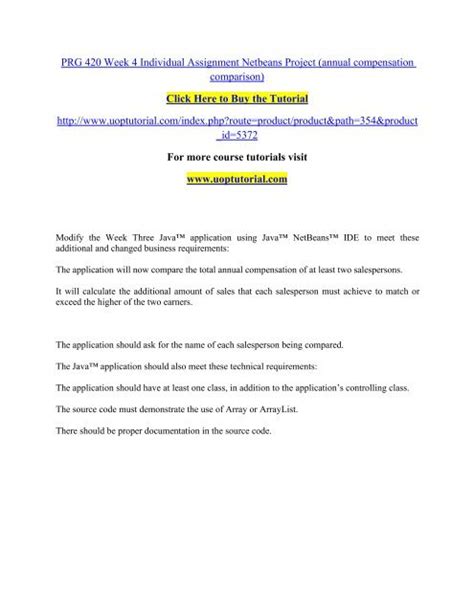 Prg 420 Week 4 Individual Assignment Netbeans Project Annual