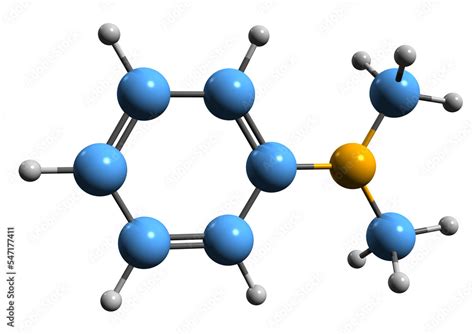 3d Image Of Dimethylaniline Skeletal Formula Molecular Chemical Structure Of Aniline