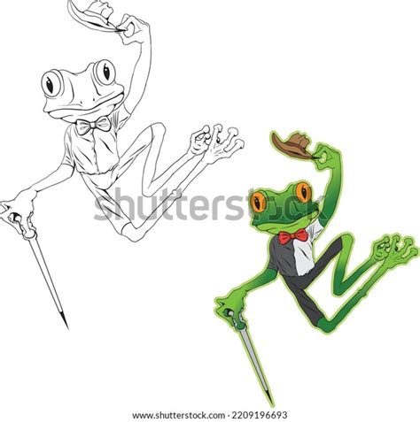 Frog Bow Tie Frog Lifting Hat Stock Vector Royalty Free 2209196693 Shutterstock