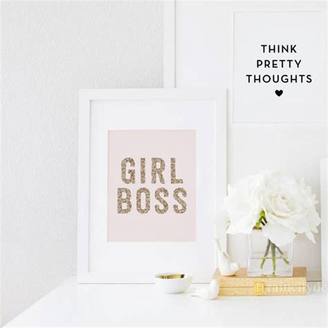 Girl Boss Gold Decor Gold Glitter Girl Boss Print Boss Etsy