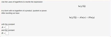 Solved Use The Laws Of Logarithms To Rewrite The Expression Chegg Com