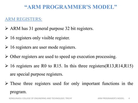 Arm Programmers Model