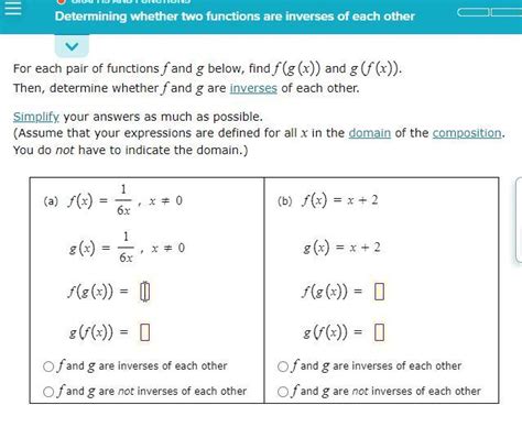 Solved For Each Pair Of Functions F And G Below Find Fgx