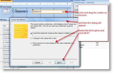 How To Add A Combo Box To Find An Existing Record Btab Development