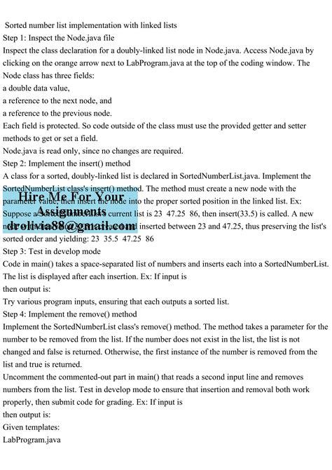Sorted Number List Implementation With Linked Listsstep 1 Inspecpdf