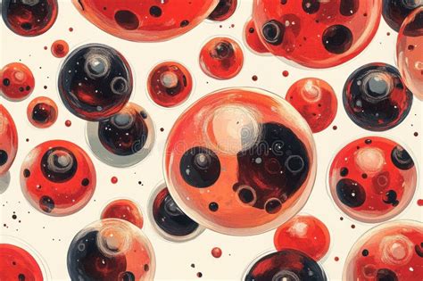 Minimalistic Artistic Illustration Of Red And Black Cells For Scientific Design Stock