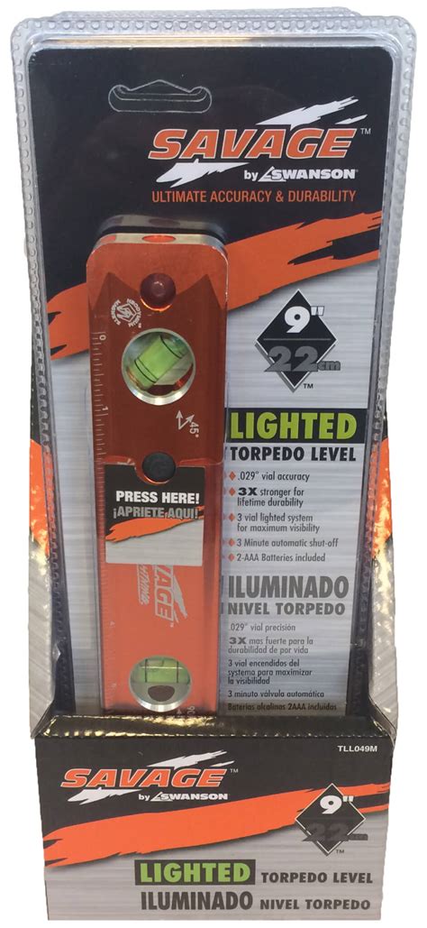 Swanson Magnetic Torpedo Levels Lighted Fivel