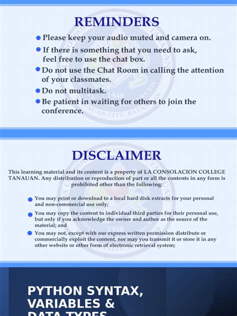 Lesson 2 Python Syntax Variables And Data Types Pdf