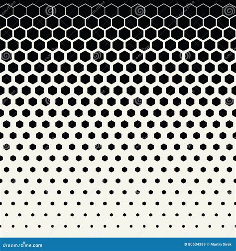 Abstract Geometric Black And White Graphic Halftone Hexagon Pattern Background Stock Vector