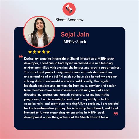 Shanti Academy On Linkedin Shantiacademy Traineetestimony Mern Reactjs Nodejsdeveloper