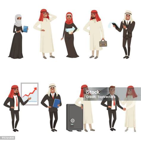 아라비아 사업 및 Bisinesswomen 문자 세트 작업 벡터 일러스트에서 기업 들 남자에 대한 스톡 벡터 아트 및 기타 이미지 남자 독일 미소 Istock