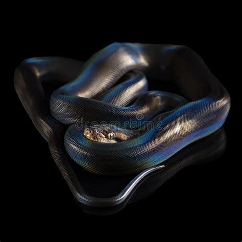 Reticulated Python On Black Background Stock Photo Image Of Biology Blue 225628738