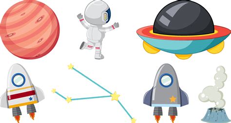 Set Of Space Cartoon Characters And Objects 19861803 Vector Art At Vecteezy