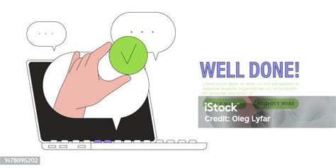 체크 표시가있는 둥근 버튼을 손으로 잡습니다 좋은 훌륭한 직업 잘 했어 좋아 또는 웹 사이트 또는 소셜 미디어 배너 Ui에 대한 기호 비즈니스 또는 마케팅과 같습니다 승인