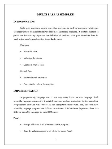 Multipass Assembler Pdf Assembly Language Source Code