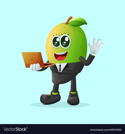 Cute Manggo Character Typing On A Computer Vector Image