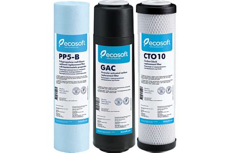 Улучшенный комплект картриджей 1 2 3 для фильтров обратного осмоса Ecosoft Chv3ecoexp