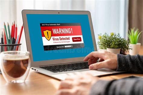 Virus Warning Alert On Computer Screen Detected Modish Cyber Threat