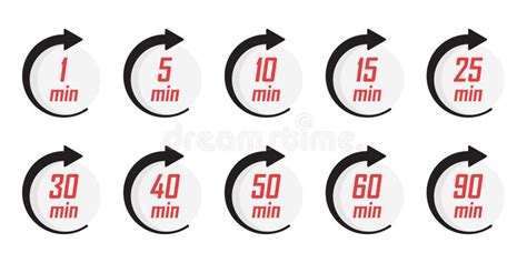 From 1 Minite To 90 Minutes On Stopwatch Icon In Flat Style Clock Face Timer Vector