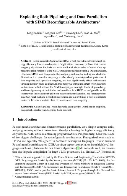 Pdf Exploiting Both Pipelining And Data Parallelism With Simd