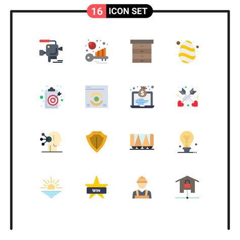 Set Of 16 Modern Ui Icons Symbols Signs For Goal Aim Decor Spring Egg Editable Pack Of Creative