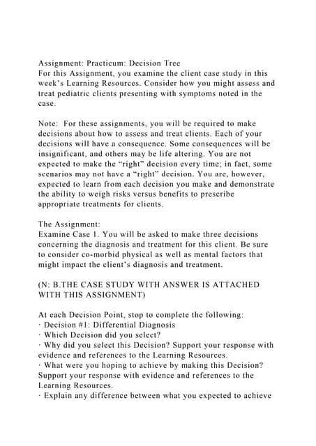 Assignment Practicum Decision Treefor This Assignment You Exadocx