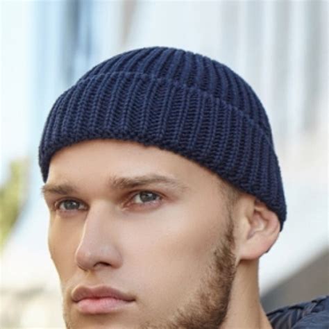 Short Fisherman Beanie Hat Navy Knitted Dockers Beanie Hat Etsy