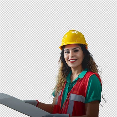 Premium Psd A Woman Wearing A Hard Hat That Says She Is Wearing A