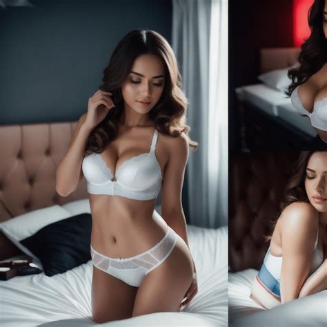 Beautiful Brunette Woman With Sexy Body In Lingerie Posing Generative