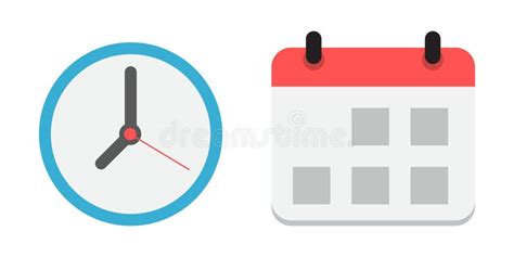 Time And Address Icon Vector In Flat Style Clock And Calendar Symbol Stock Vector