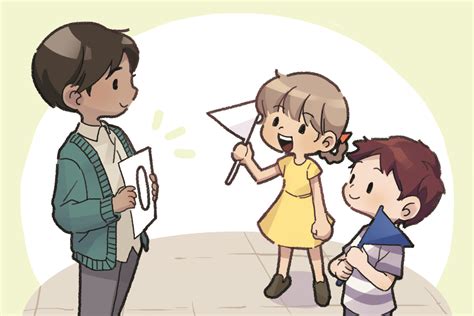 이미지 두 명의 학생이 청기백기 게임을 하는 모습의 그림