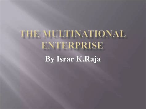 The Multinational Enterprise Pptx Large Business Business