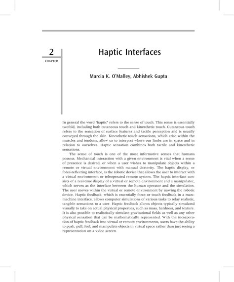 PDF Haptic Interfaces