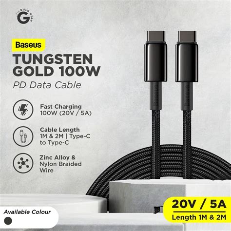 Jual Baseus Tungsten Gold Kabel Data Type C To Type C 100w Fast Charging Shopee Indonesia