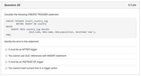 Solved Question 29 05 Pts Consider The Following Create