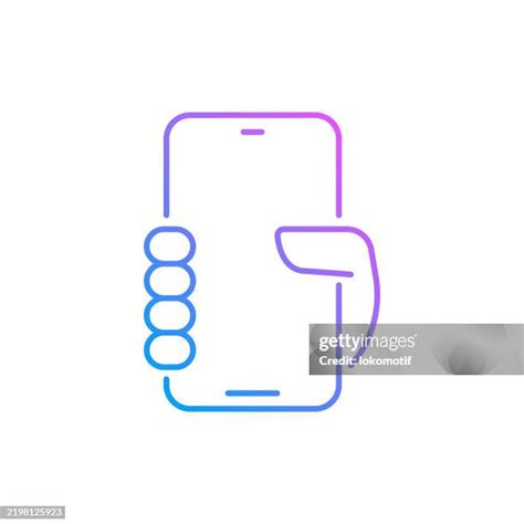 hand holding mobile phone gradient color line icon the icon is suitable for web design mobile