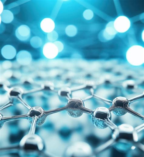 Abstract Representation Of Molecular Structure With Metallic Atoms And Glowing Connections Stock