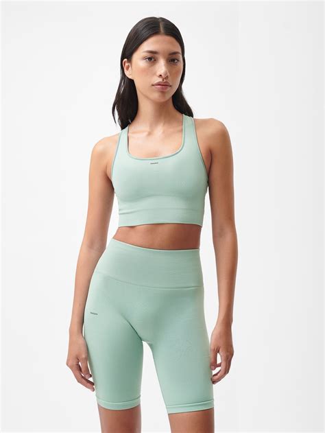 Womens Blue Plant Stretch Compressive Sports Bra Pangaia