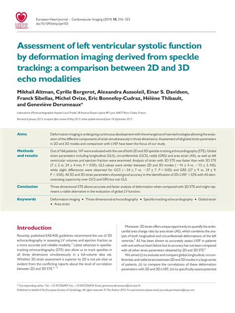 Pdf Assessment Of Left Ventricular Systolic Function By · Assessment Of Left Ventricular