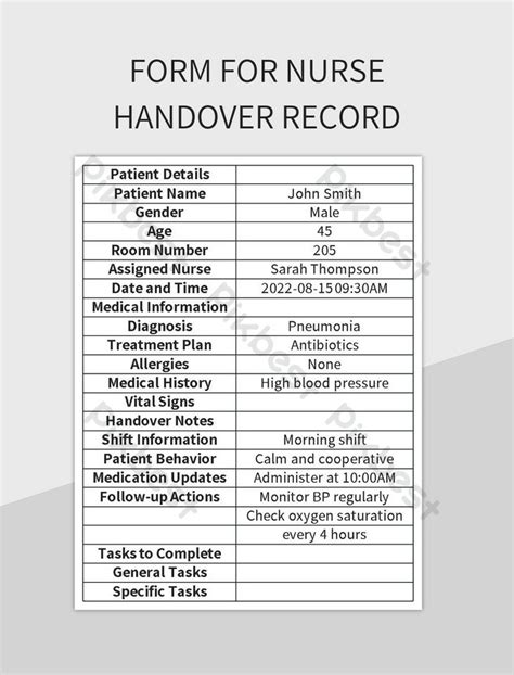 Improving Nurse Handover Record Forms Tips And Guidelines Excel