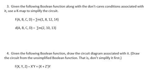 Solved Given The Following Boolean Function Along With Chegg Com