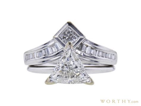 1 19 Ct Trilliant Cut Bridal Set Ring Sold For 1 395 Worthy