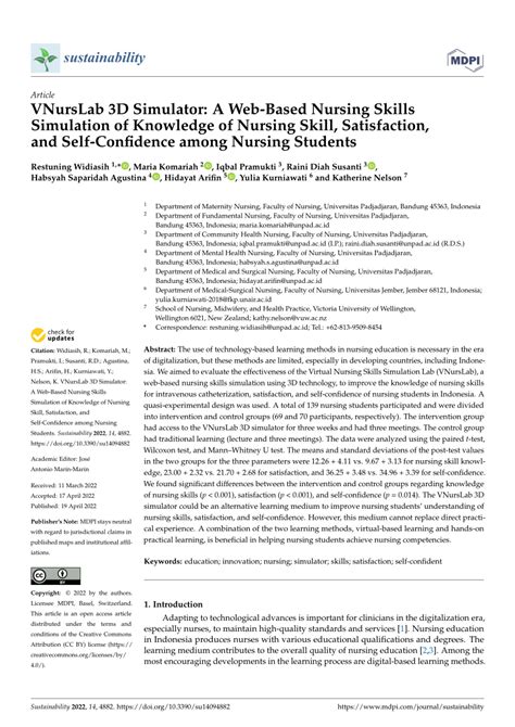 Pdf Vnurslab 3d Simulator A Web Based Nursing Skills Simulation Of Knowledge Of Nursing Skill