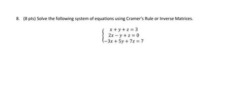 solved 8 8 pts solve the following system of equations
