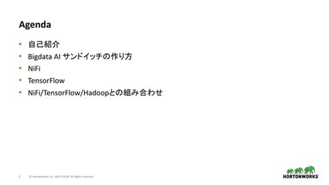 Apache Nifi Tensorflow Hadoop： Big Data Ai サンドイッチの作り方 Ppt