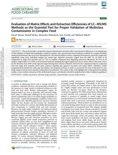 Pdf Evaluation Of Matrix Effects And Extraction Efficiencies Of Lc Ms