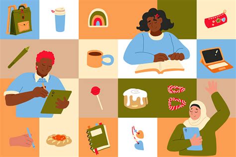 돌아 가기 학생 손으로 그린 벡터 일러스트 레이 션 배너 교육 온라인 학습 독서 책 학교 및 과정 교육에 대한 스톡 벡터 아트