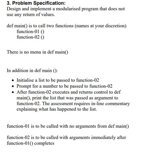Solved 3 Problem Specification Design And Implement A