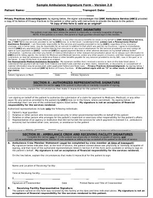 Sample Ambulance Signature Version Doc Template PdfFiller