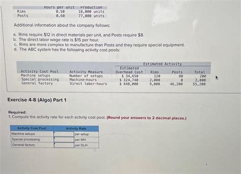 solved exercise 4 8 algo computing abc product costs